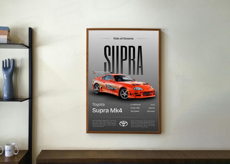 Fast and Furious Supra Poster, Brian O'conner Car Art, Paul Walker ...