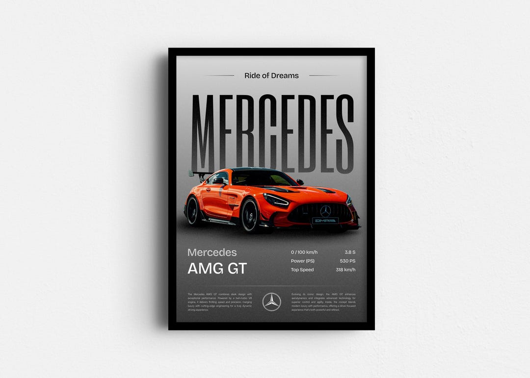 Mercedes Amg GT Poster, Sports Car Wall Art, AMG GT Wall Decorating ...