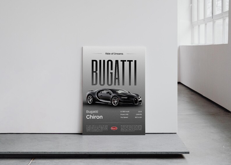 Bugatti Car Poster, Luxury Supercar Wall Art, Vintage Bugatti Print ...