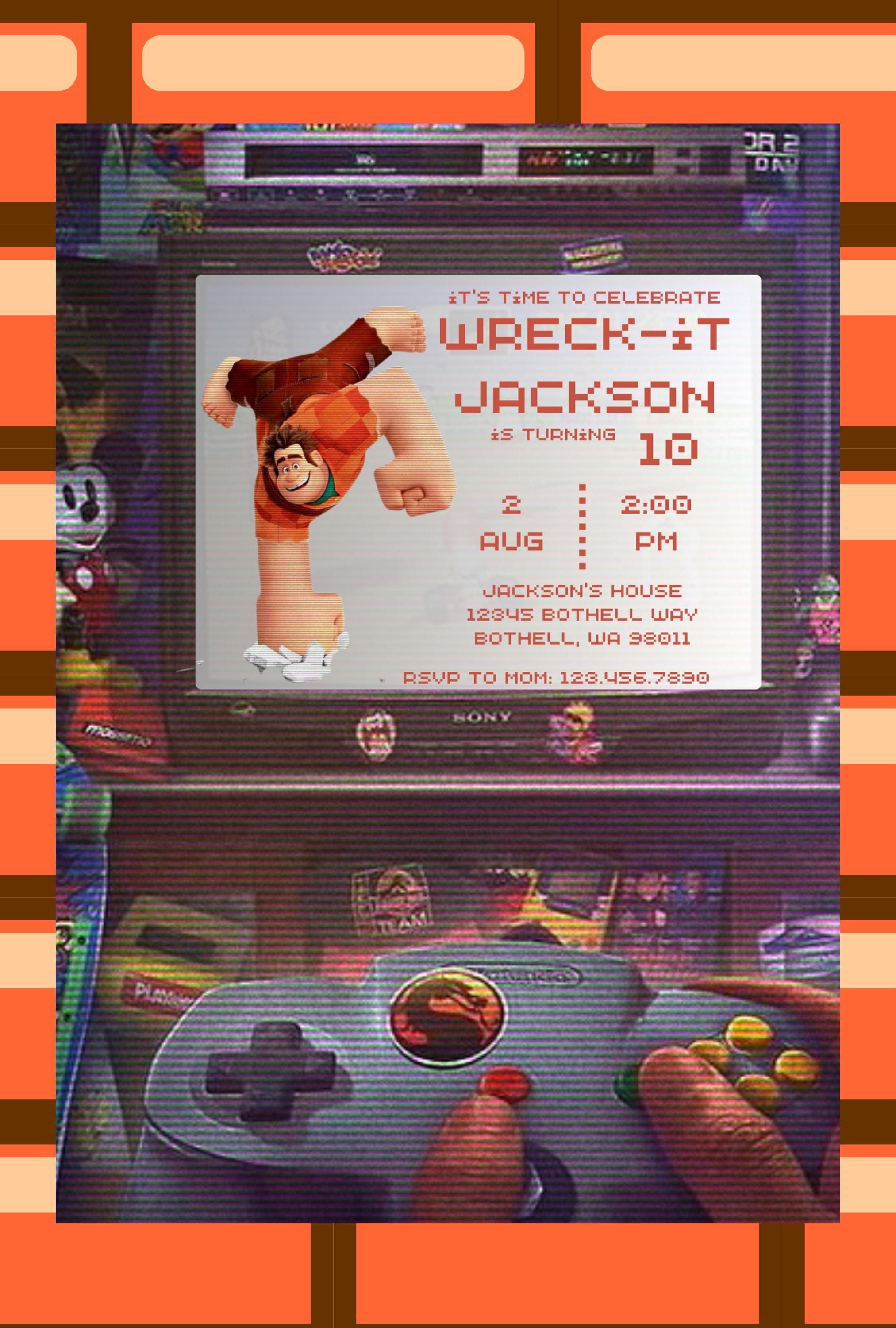 Birthday Template, Birthday Party Invitations, Wreck-it Ralph - Etsy
