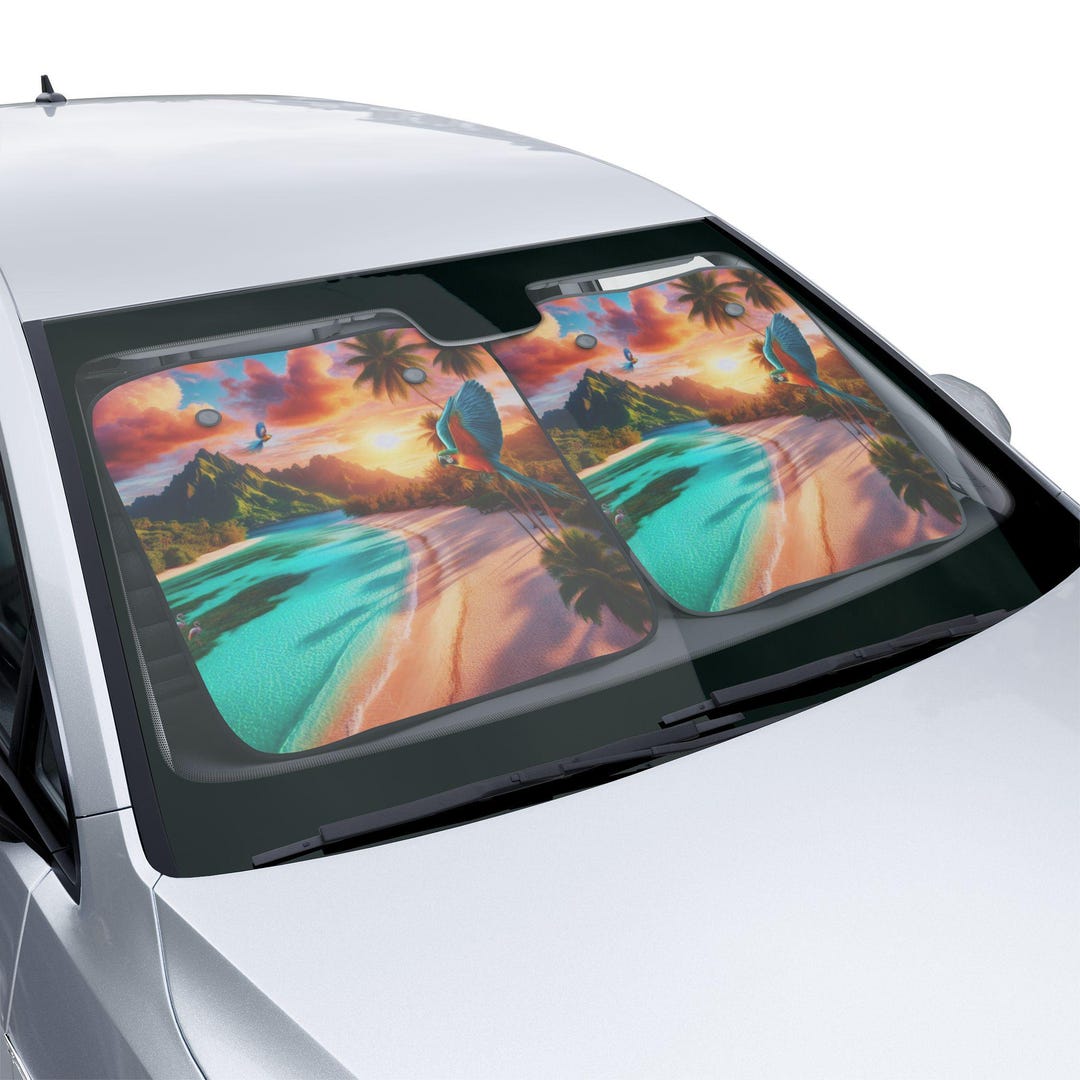 Tropical Paradise Car Sun Shades - Brighten Your Ride, Beach Vibes, UV ...