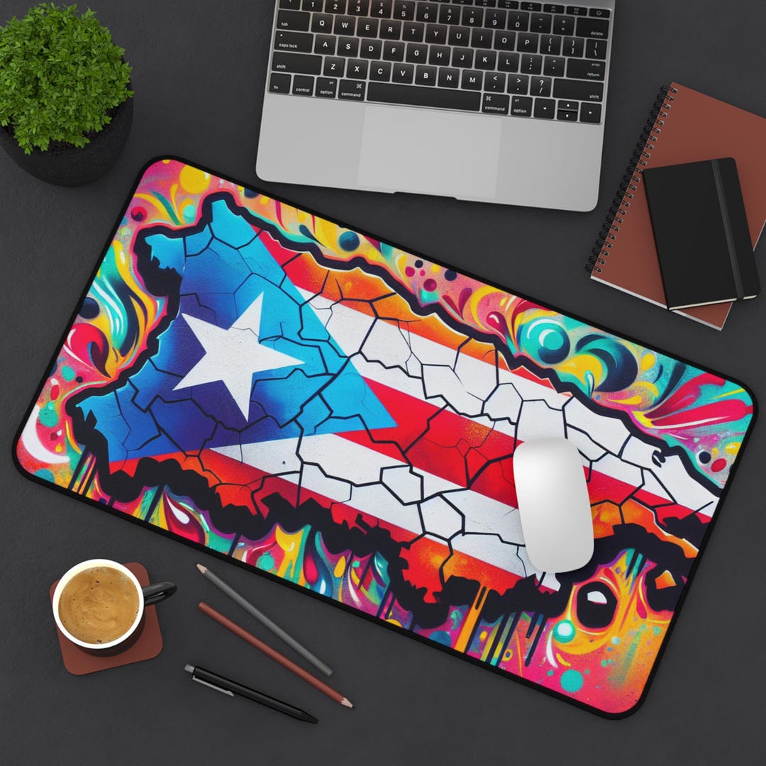 Puerto Rico Desk Mat - Colorful Map Mouse Pad, Office Decor, Gift for ...