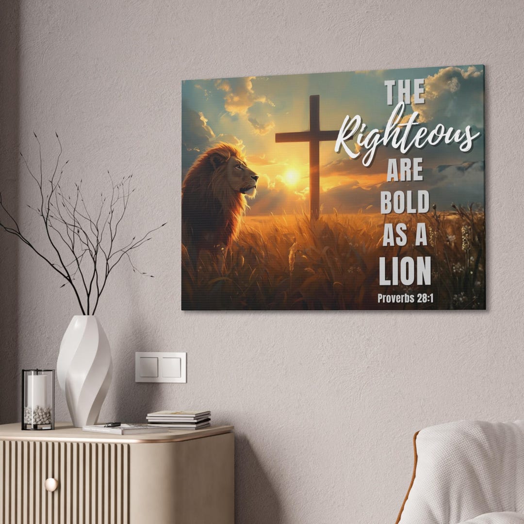 Righteous Are Bold as a Lion Proverbs 28:1 Canvas - Etsy