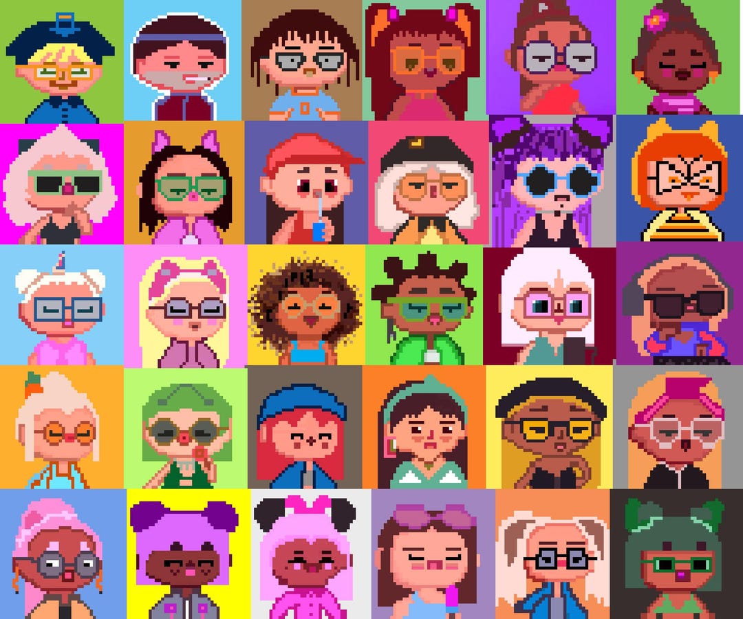 NFT Pixel Art, Girls Power, Girls Occupations, Digital, Pixel, NFT ...