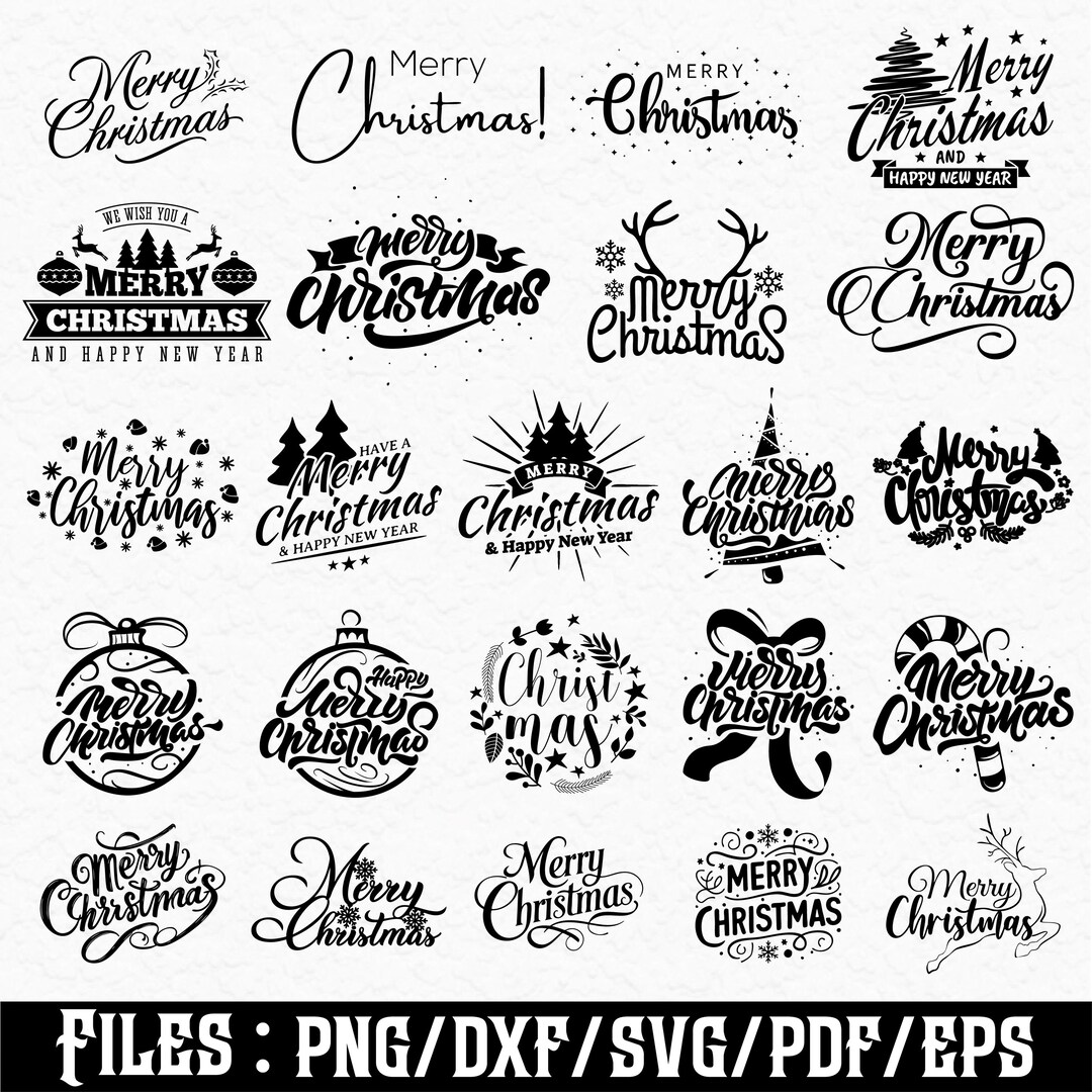 Merry Christmas Text SVG Bundle, Christmas Quote SVG, Holiday Lettering ...