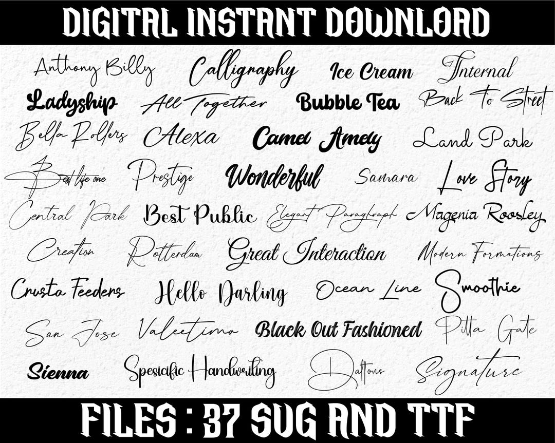 Modern Font Bundle, Handwritten Fonts, Font Bundle, Cursive Font SVG, Signature Fonts, Cricut ...