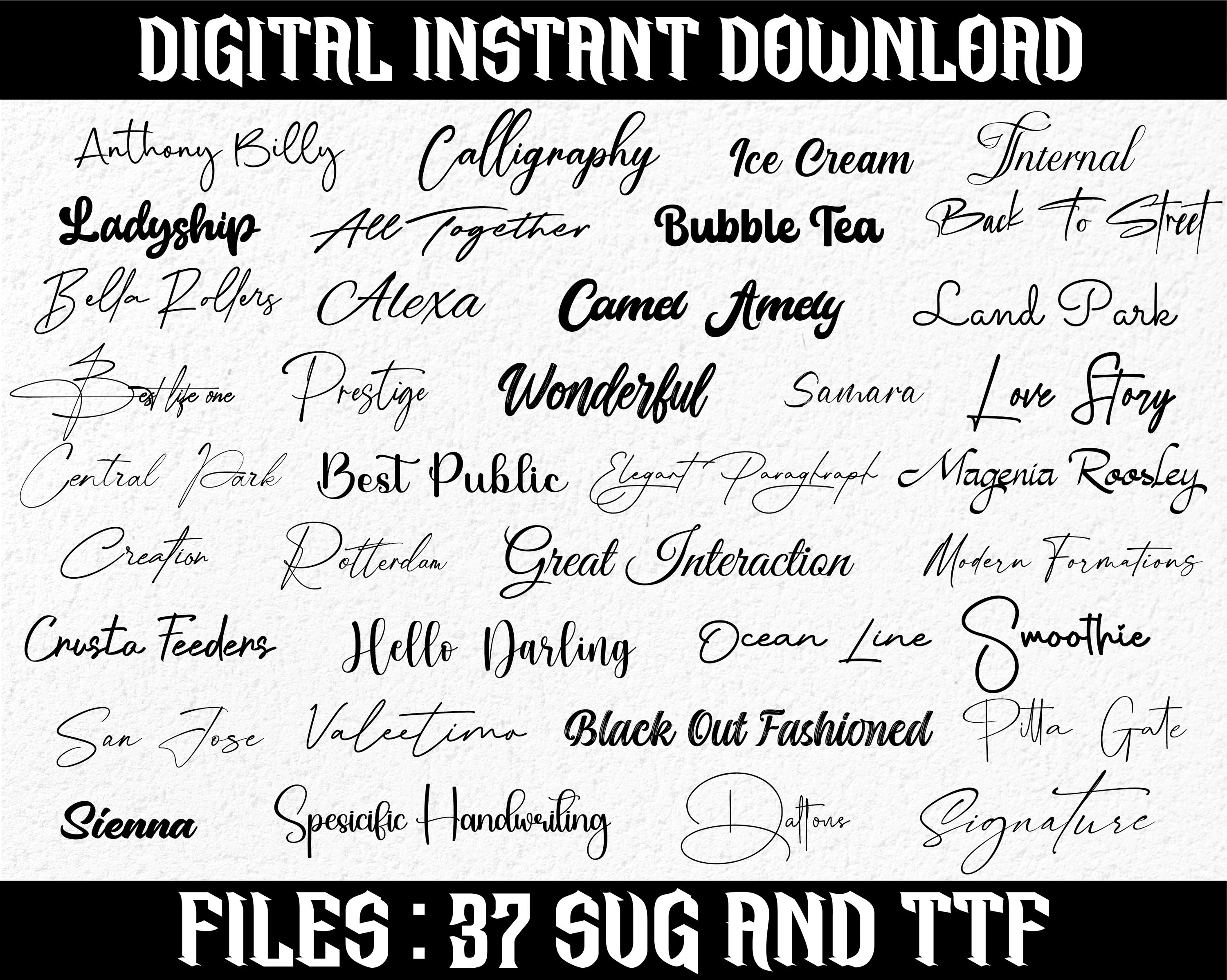 Modern Font Bundle, Handwritten Fonts, Font Bundle, Cursive Font SVG ...