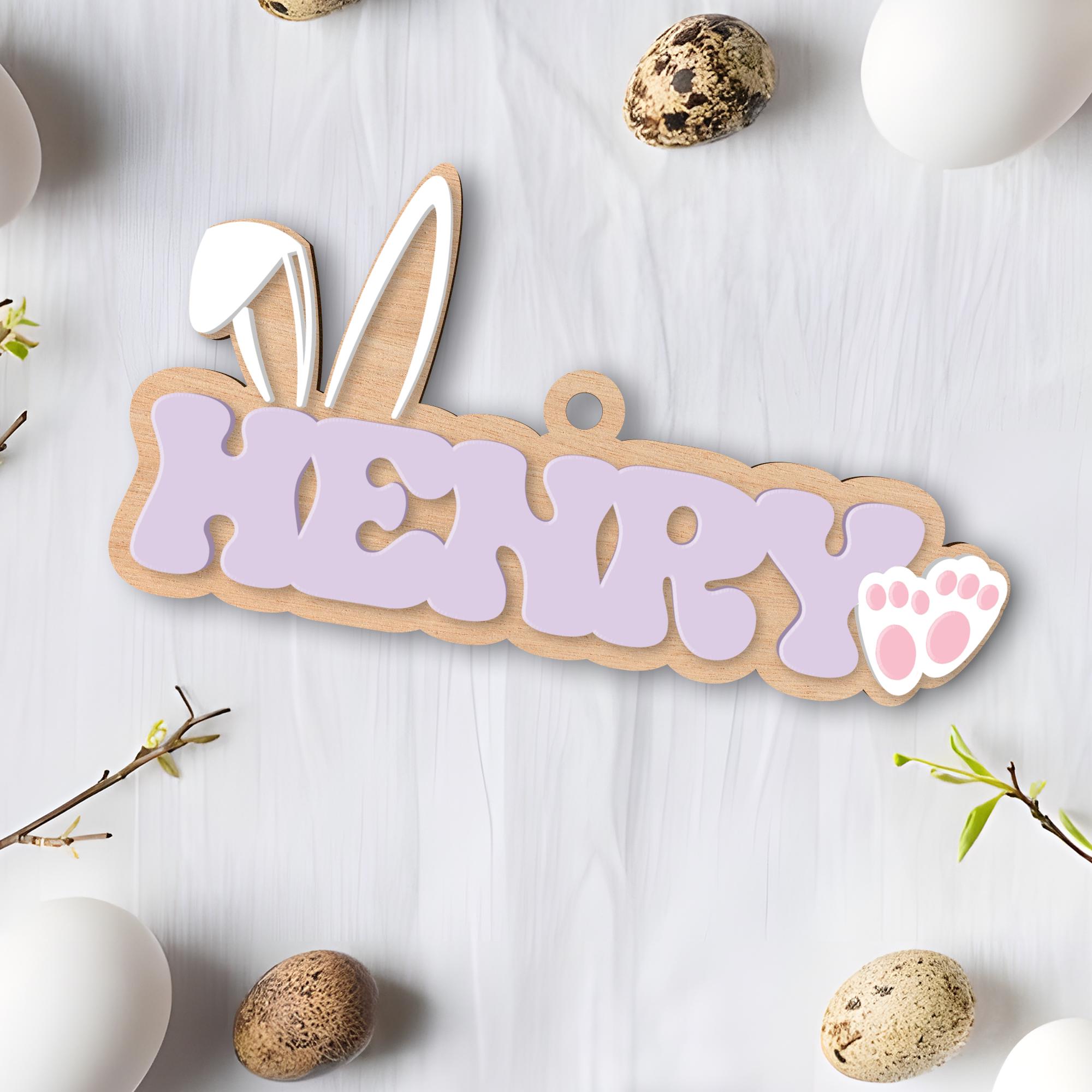 Personalized Easter Name Tags, Easter Day Svg, Bunny Gift Tag for Kids ...