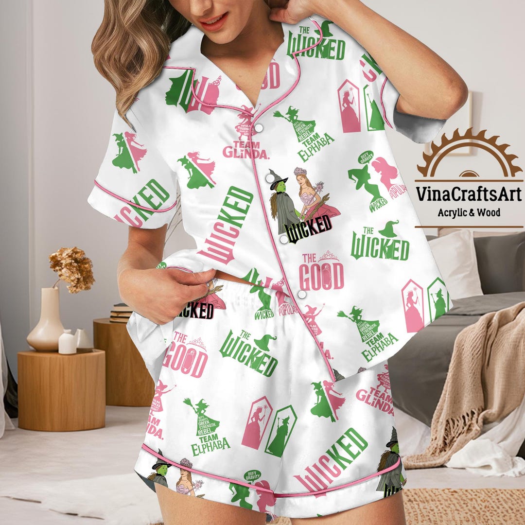Wicked the Musical Pajama Set – Team Glinda Vs Elphaba Sleepwear - Etsy
