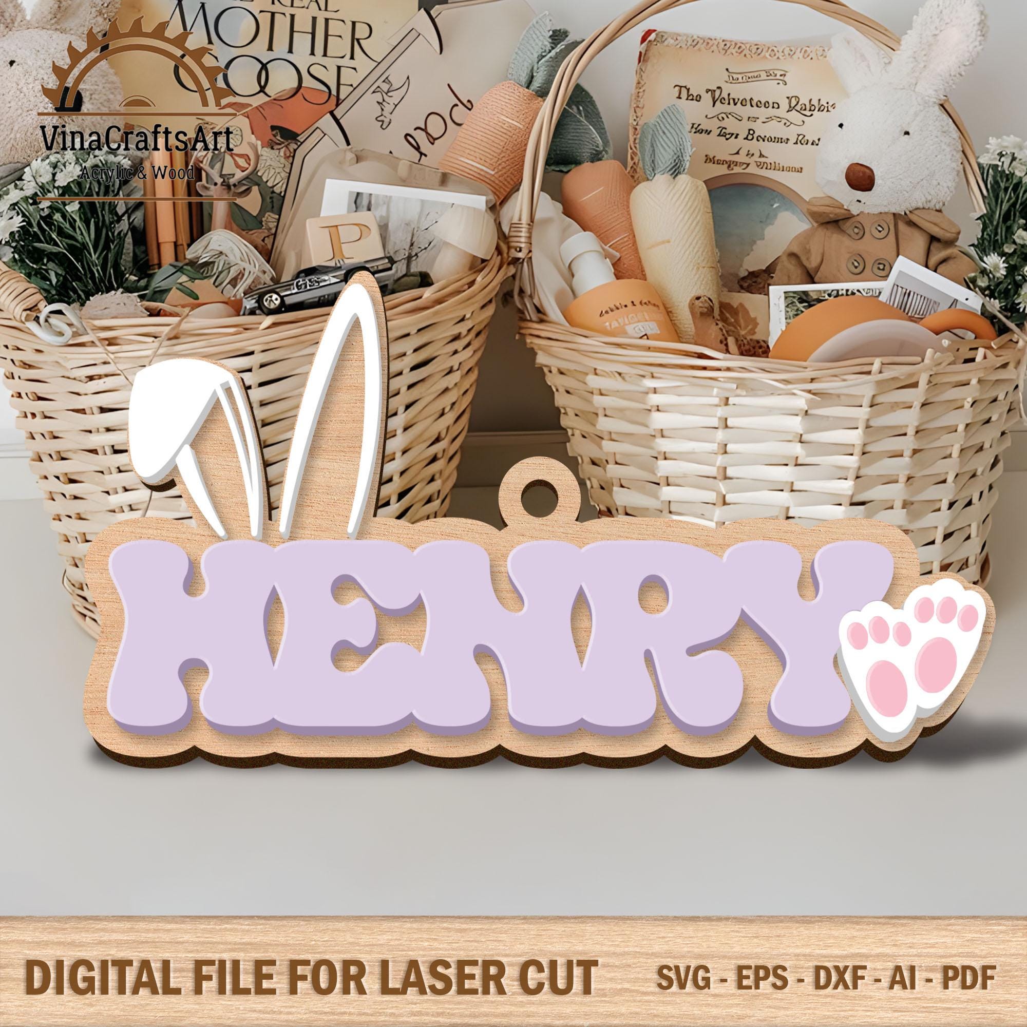 Personalized Easter Name Tags, Easter Day Svg, Bunny Gift Tag for Kids ...