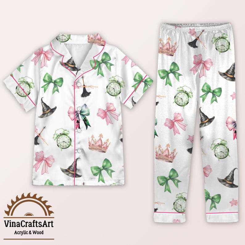 Wicked Inspired Satin Pajama Set: Witchy Coquette Loungewear - Etsy