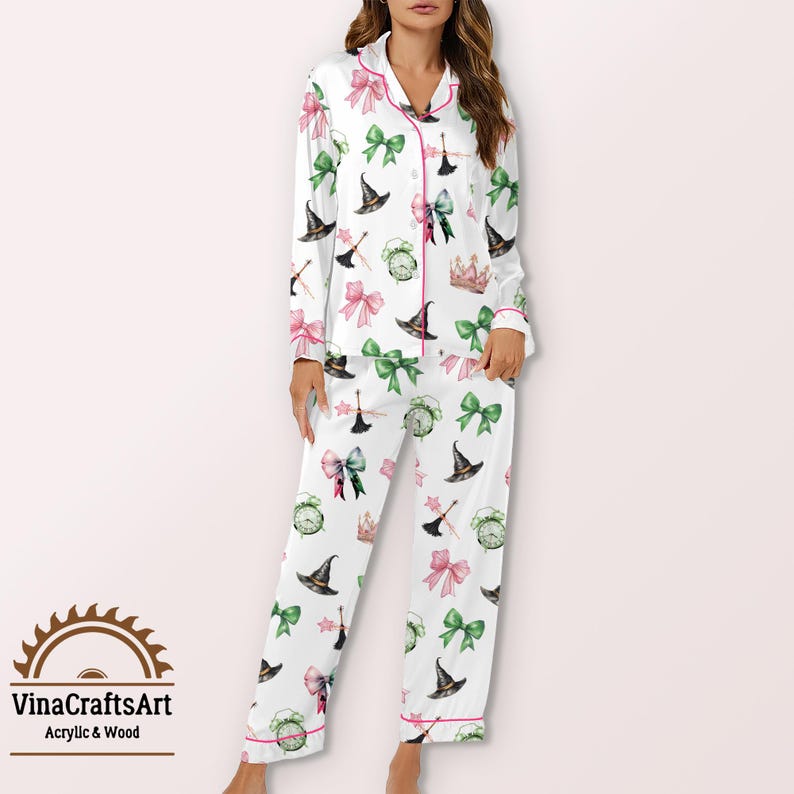 Wicked Inspired Satin Pajama Set: Witchy Coquette Loungewear - Etsy