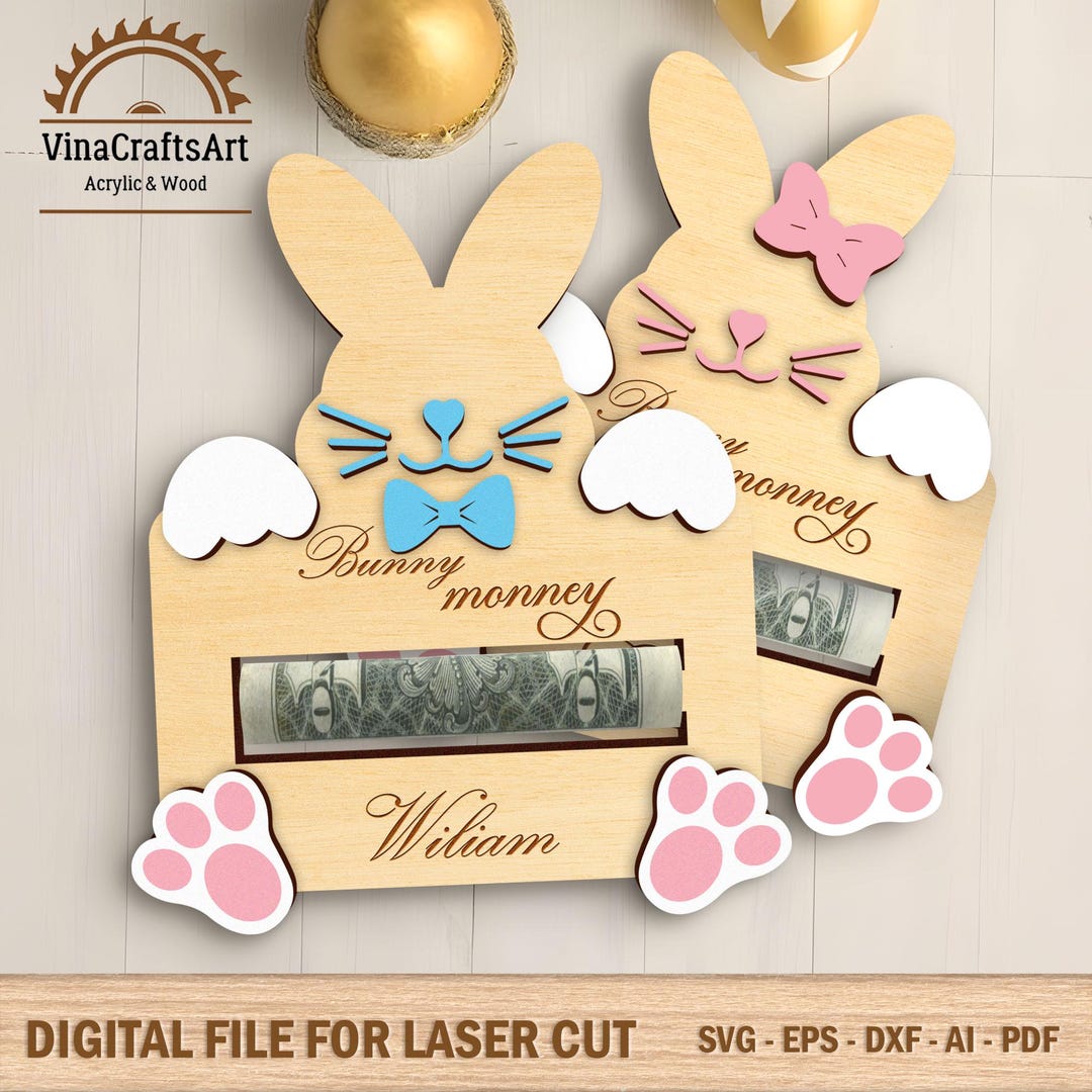 Personalized Bunny Money Holder Svg, Easter Day Gift, Easter Bunny ...
