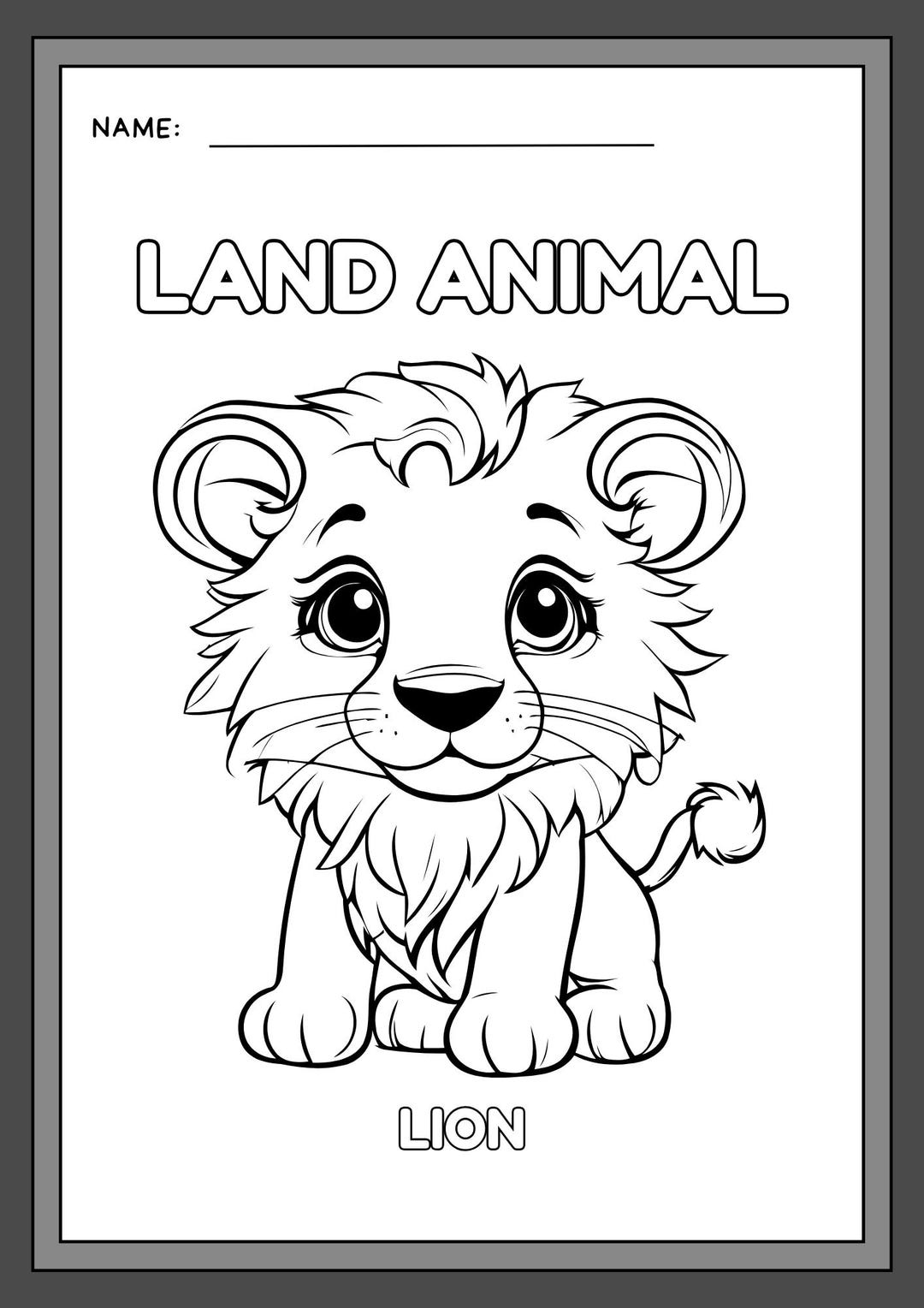Land Animals Coloring Pages - Fun & Educational Activity Worksheets - Etsy