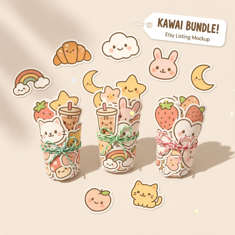 Kawaii Sticker Bundle – PNG Character Clipart Set for Digital and ...