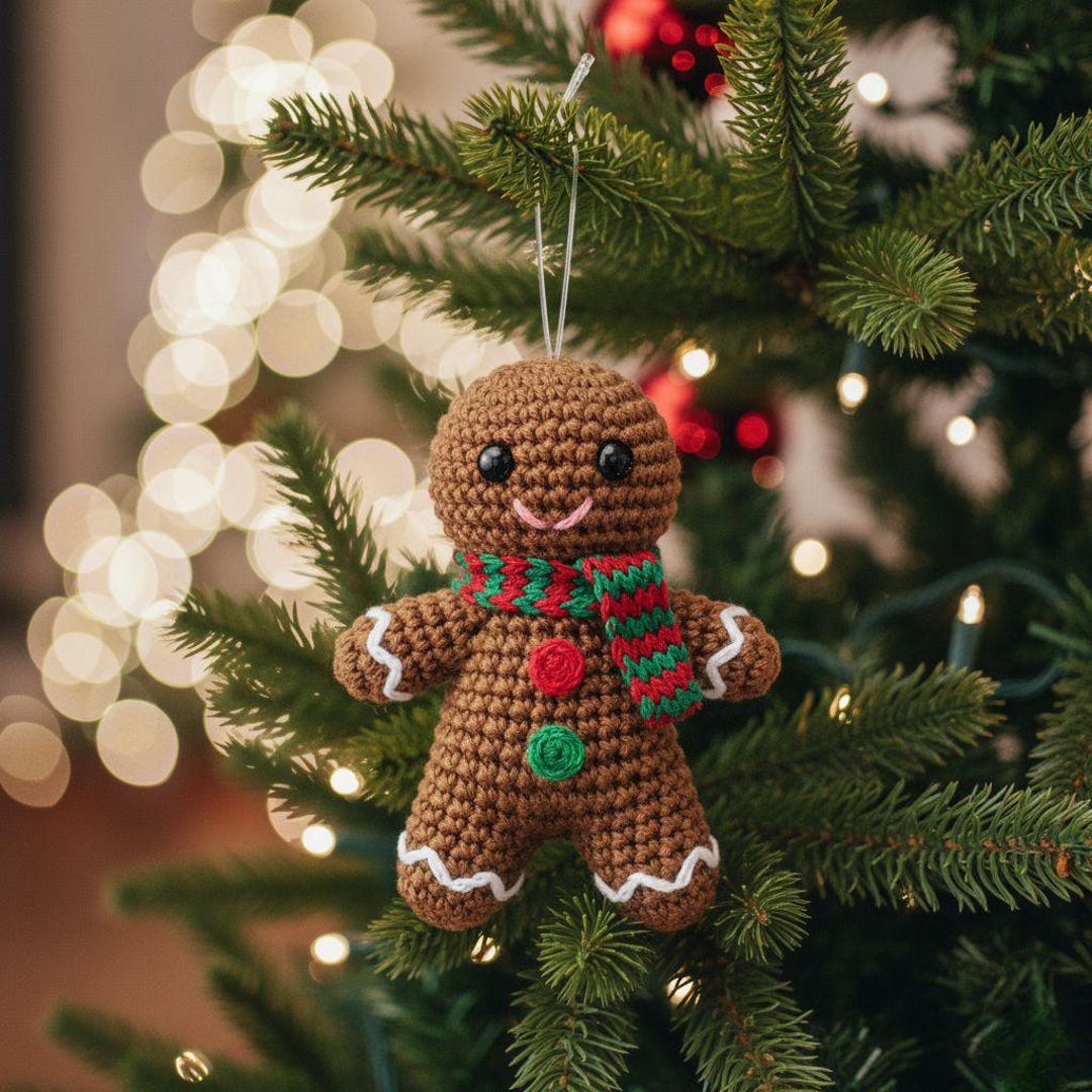 Crochet Christmas Gingerbread Ornament Pattern • Beginner Amigurumi ...
