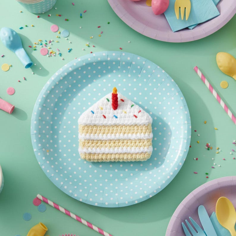 Birthday Cake Slice Crochet Pattern • Party Appliqué PDF • Easy Dessert ...