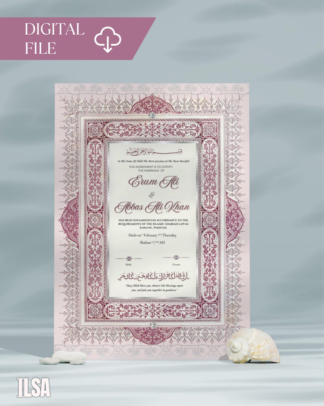 Nikkah Certificate, Digital Nikah Certificate, Nikkah Invitation ...