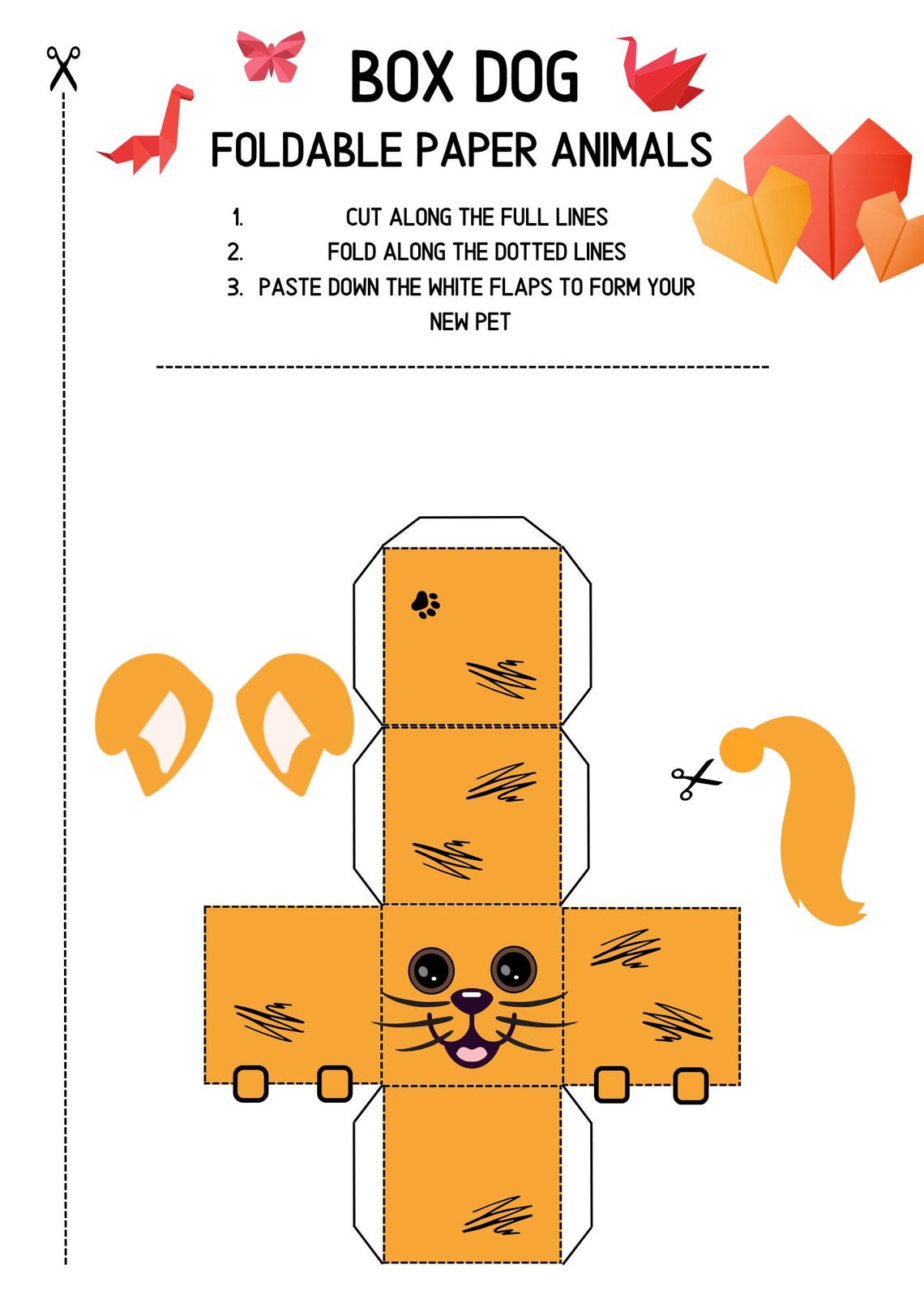 Easy Origami Dog Templates | Printable Foldable Paper Craft for Kids - Etsy