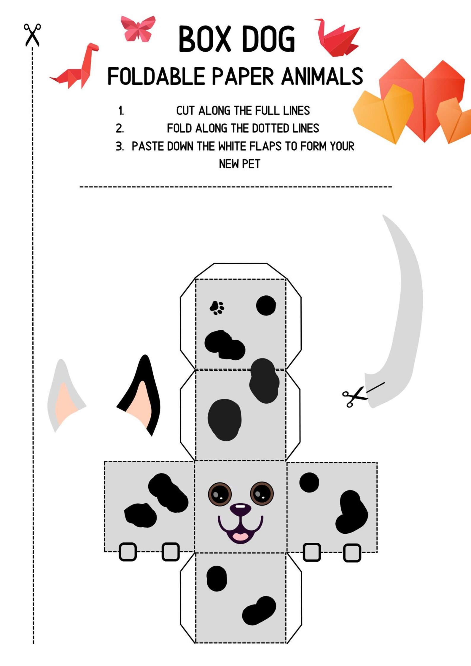 Easy Origami Dog Templates | Printable Foldable Paper Craft for Kids - Etsy