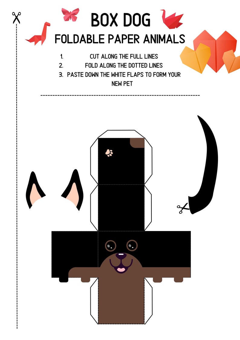 Easy Origami Dog Templates | Printable Foldable Paper Craft for Kids - Etsy