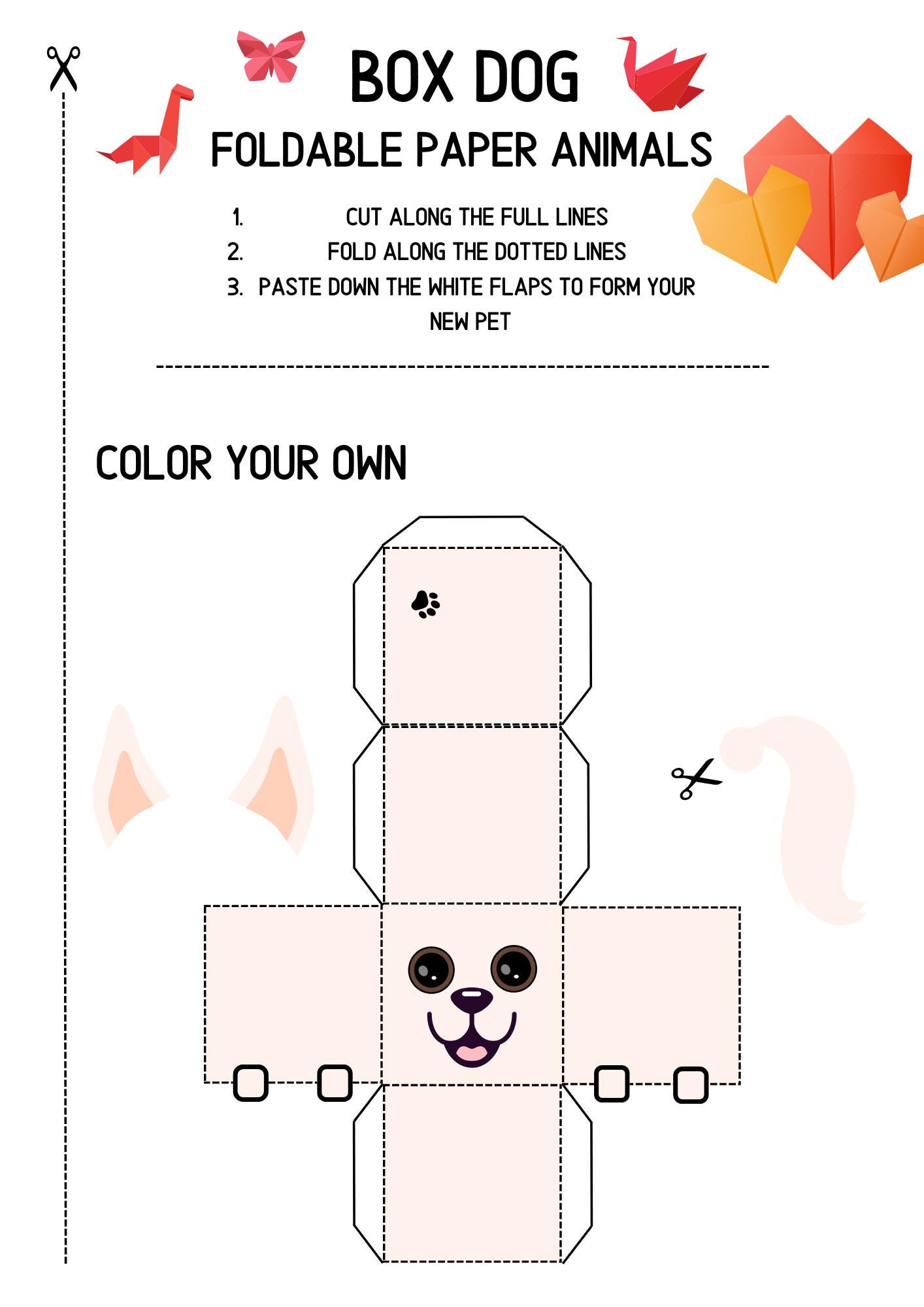 Easy Origami Dog Templates | Printable Foldable Paper Craft for Kids - Etsy