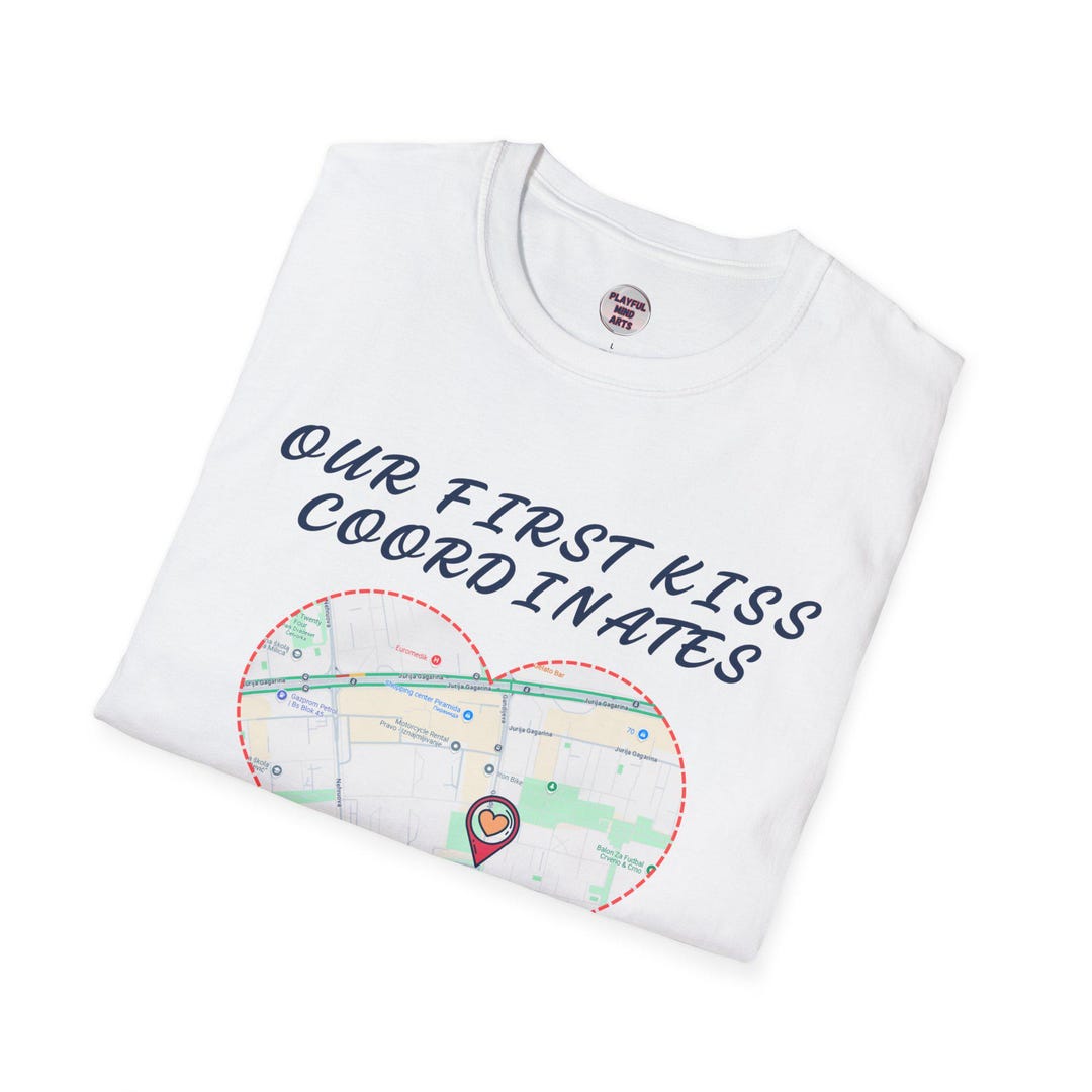 Custom First Kiss Map Unique T-shirt Gift for Couples | Personalized ...