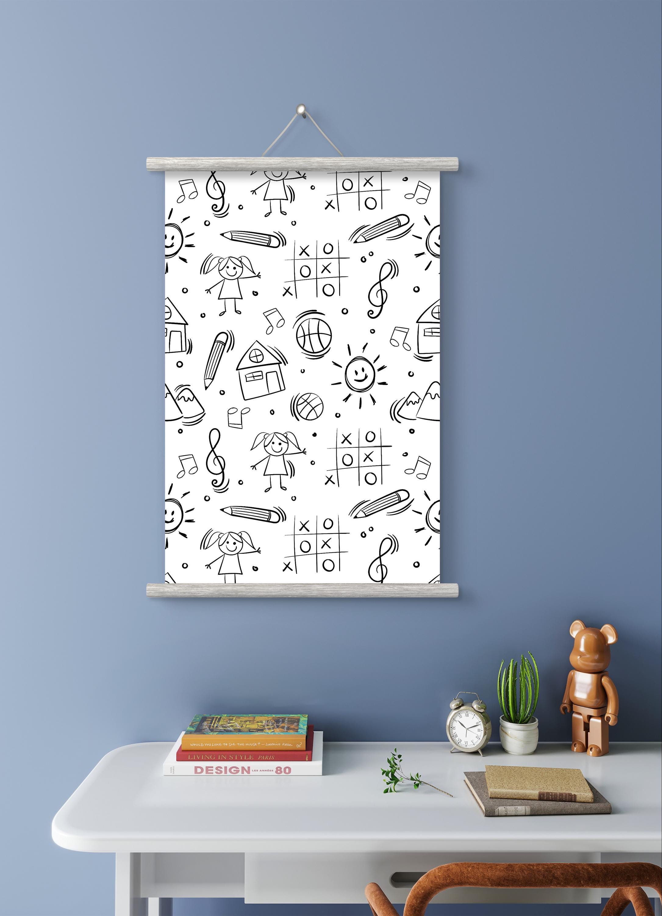 Cute Kids Doodle Art | Black and White Printable Poster | Happy ...