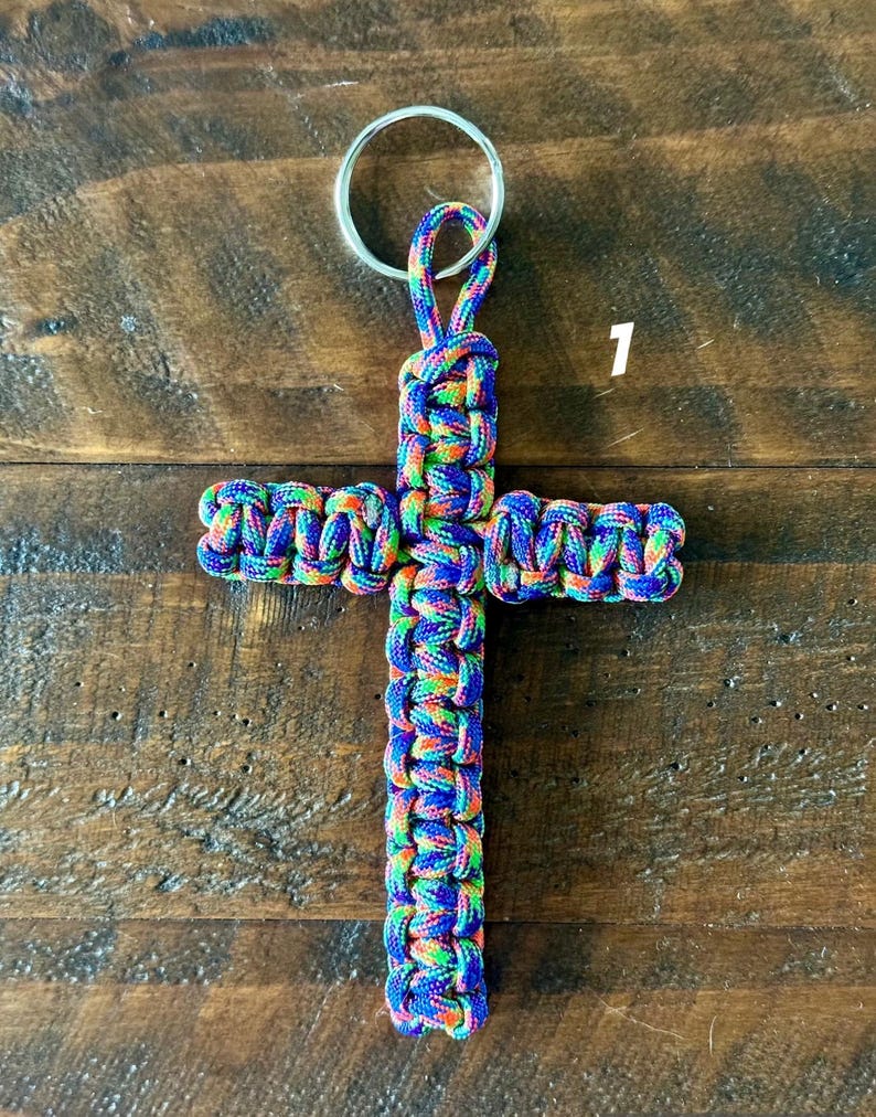 Paracord Cross Keychain - Etsy