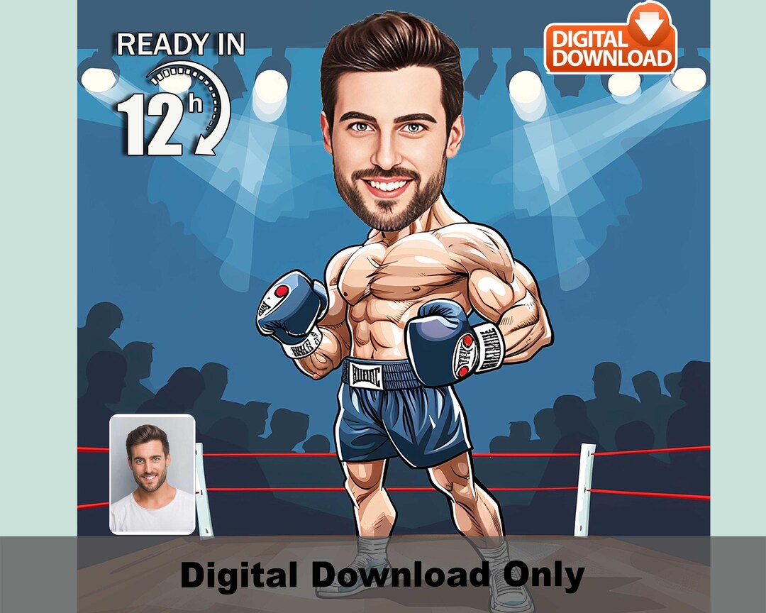 Personalized Boxer Cartoon Portrait, Custom Boxer Caricature Drawing ...