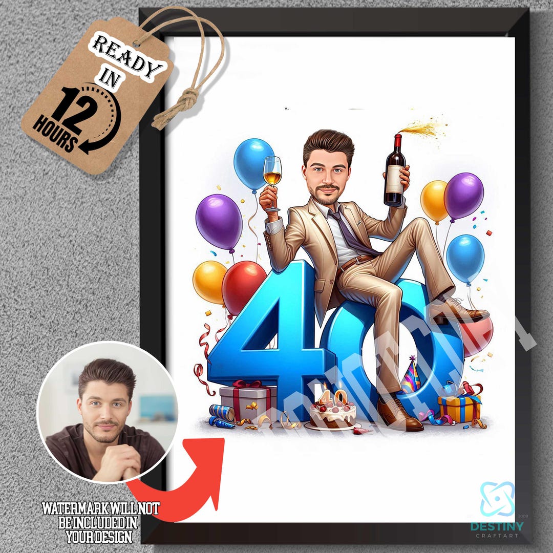 Custom Caricature: 40-year-old Man’s Birthday, Light Businessman in ...