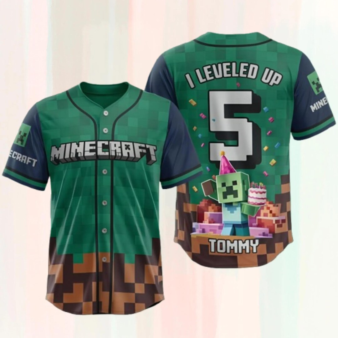 Personalized Creeper Birthday Jersey Shirt, Custom Minecraft Boy ...