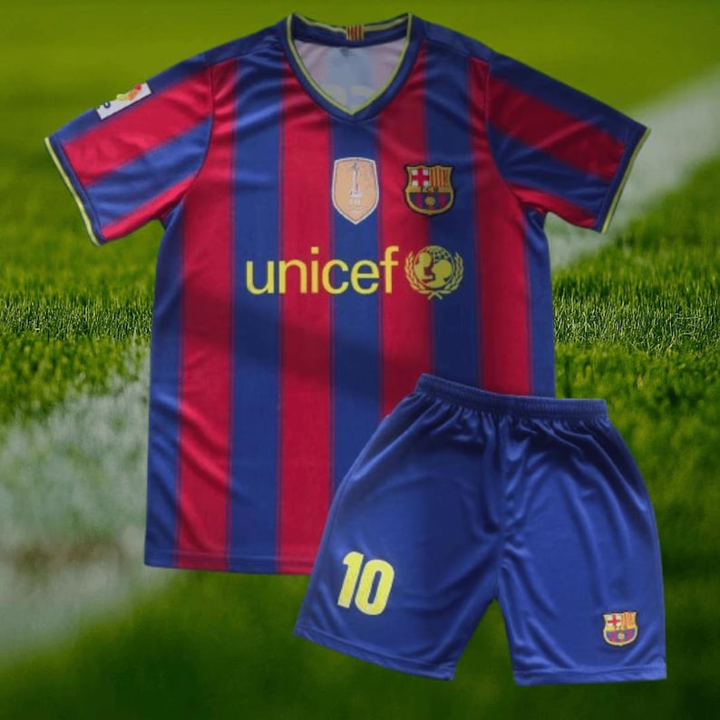Messi Barcelona Home Kids Soccer Jersey Kit | 22-23 Limited Special ...