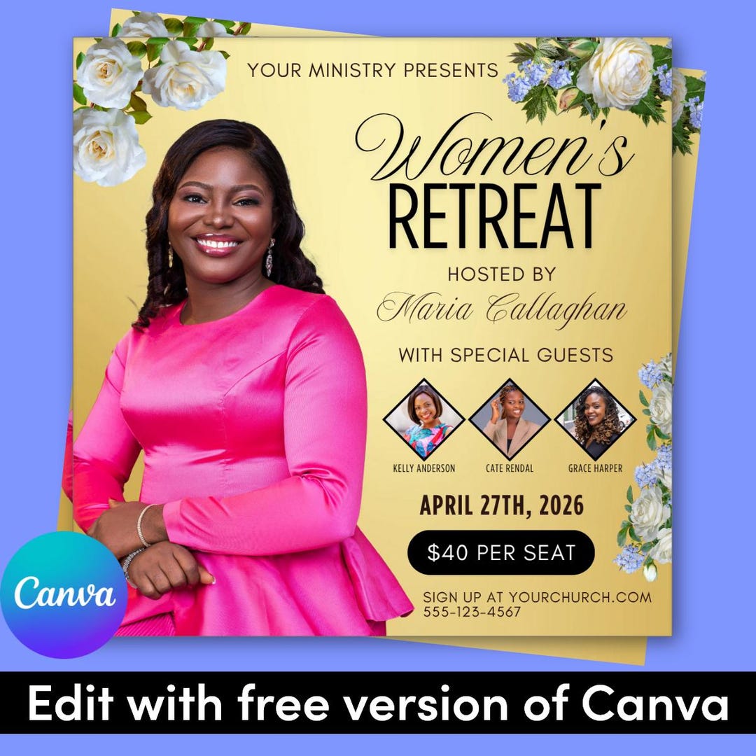 Women's Retreat Christian Flyer | Church Flyer Design Template | Custom ...