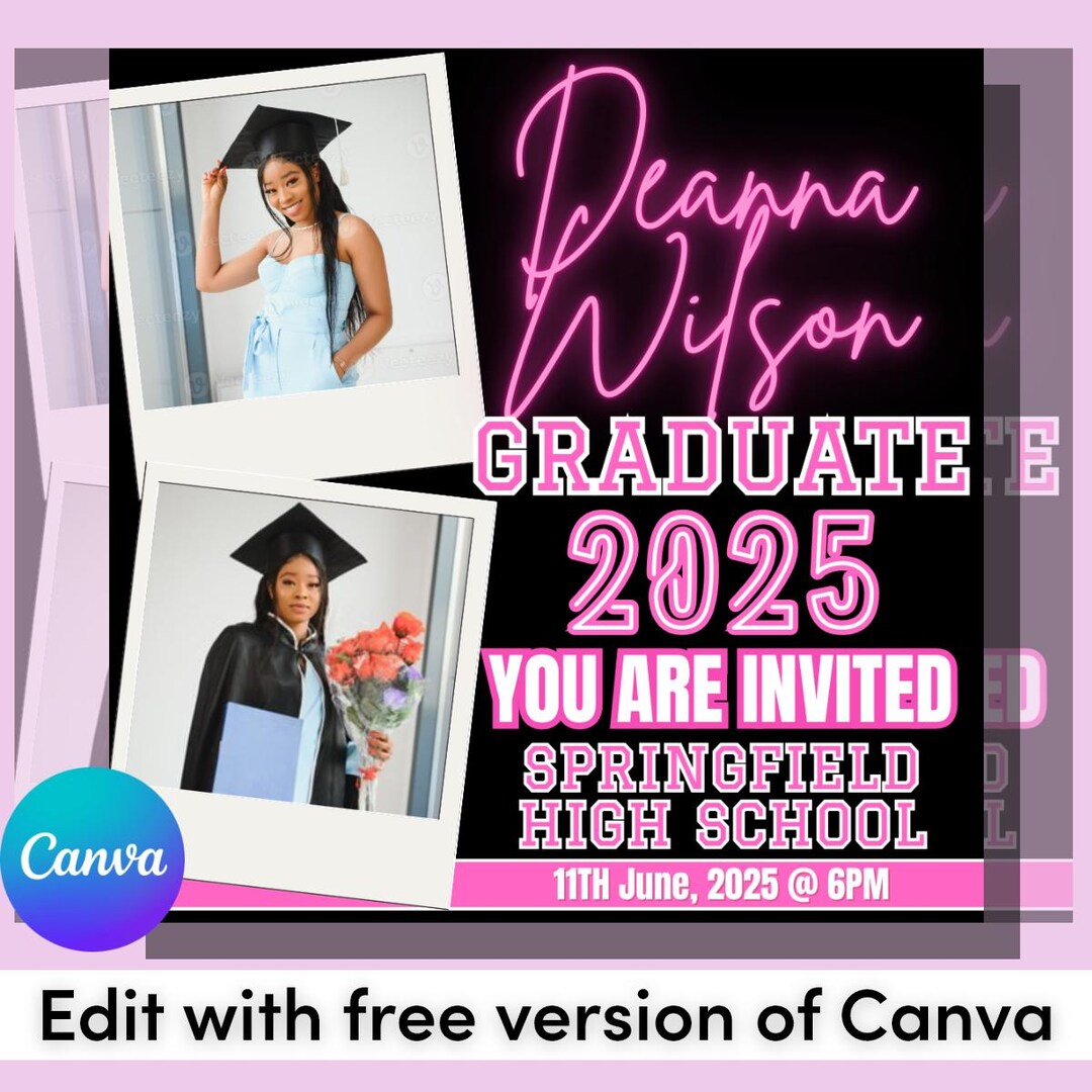 DIY High School Graduation Flyer 2025 | Modern Design Template | Custom ...