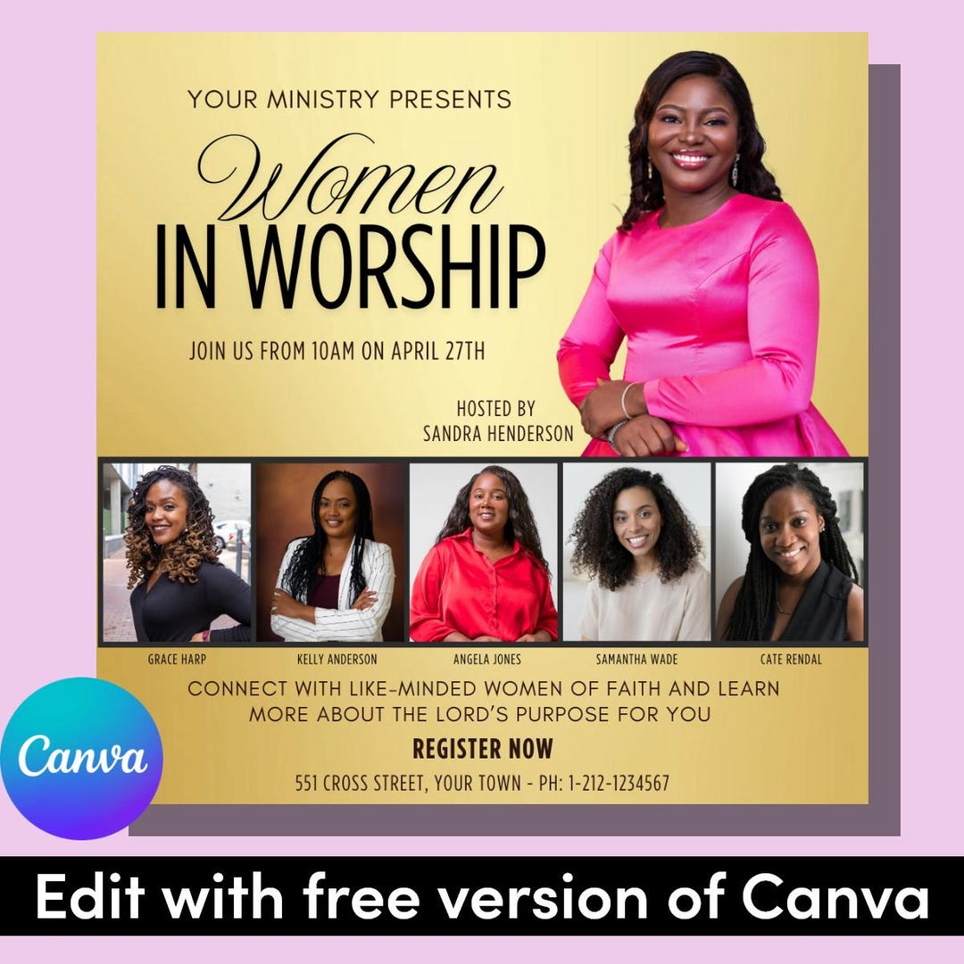 Women in Worship Christian Flyer | Church Flyer Design Template ...