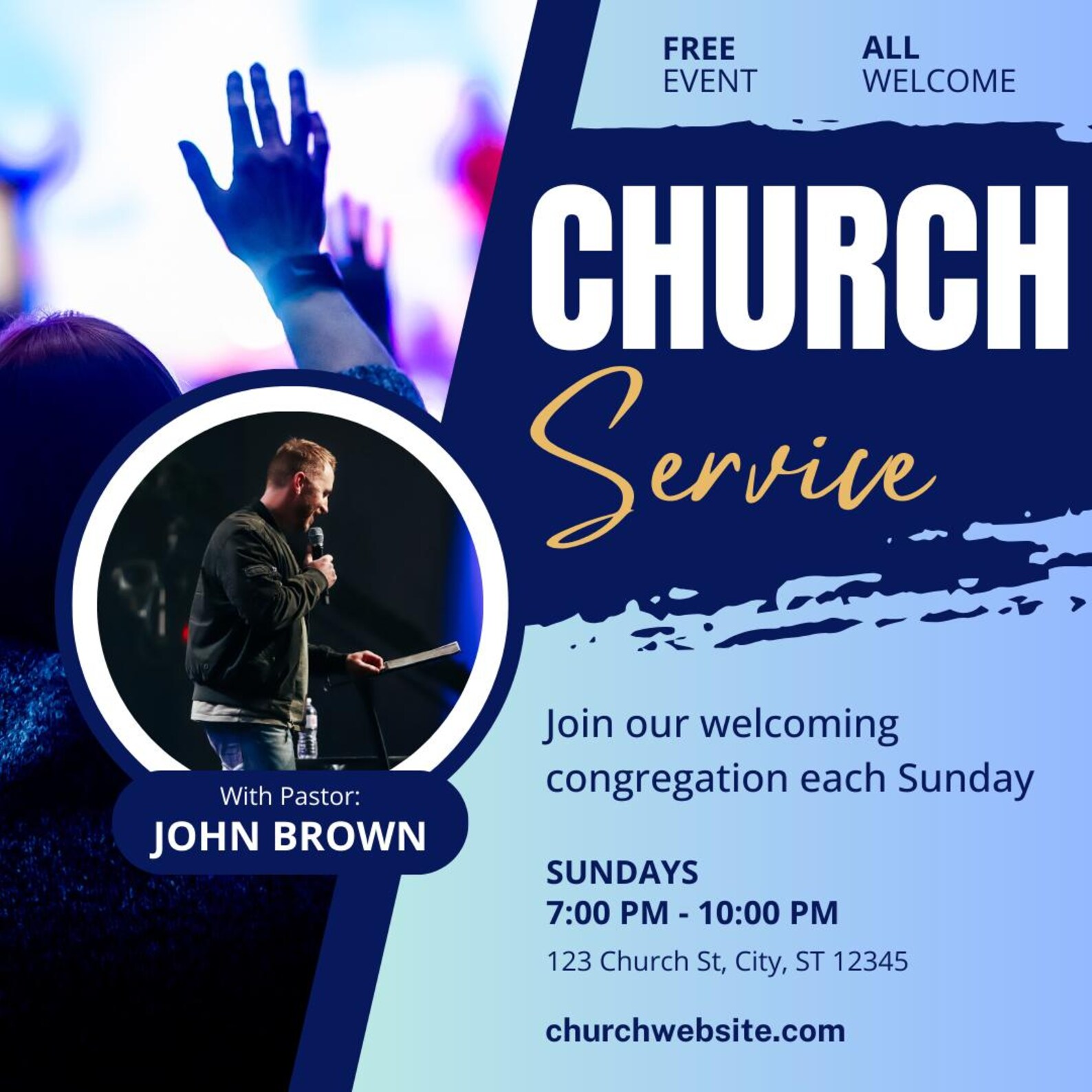 DIY Church Service Christian Flyer | Modern Design Template | Custom ...