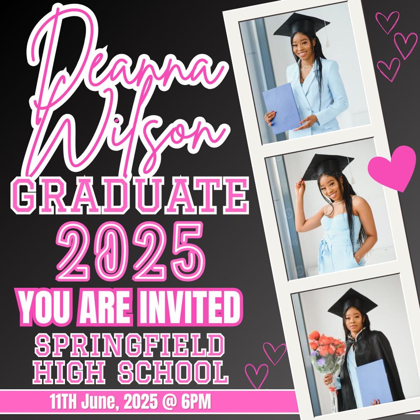 DIY High School Graduation Flyer 2025 | Modern Design Template | Custom ...