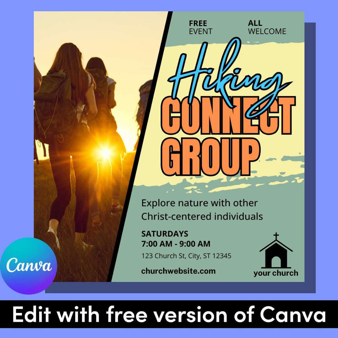 DIY Hiking Connect Group Christian Flyer | Modern Design Template ...