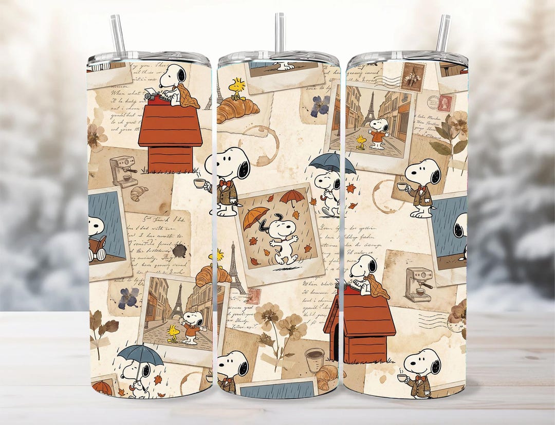 Vintage Paris Snoop Aesthetic Pattern PNG Retro Coffee Umbrella Dog ...