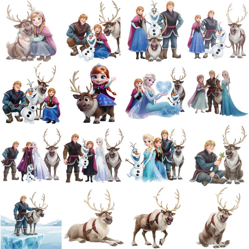 130+ Frozen PNG Bundle, Frozen Clipart, Anna Elsa Olaf PNG, Princess ...