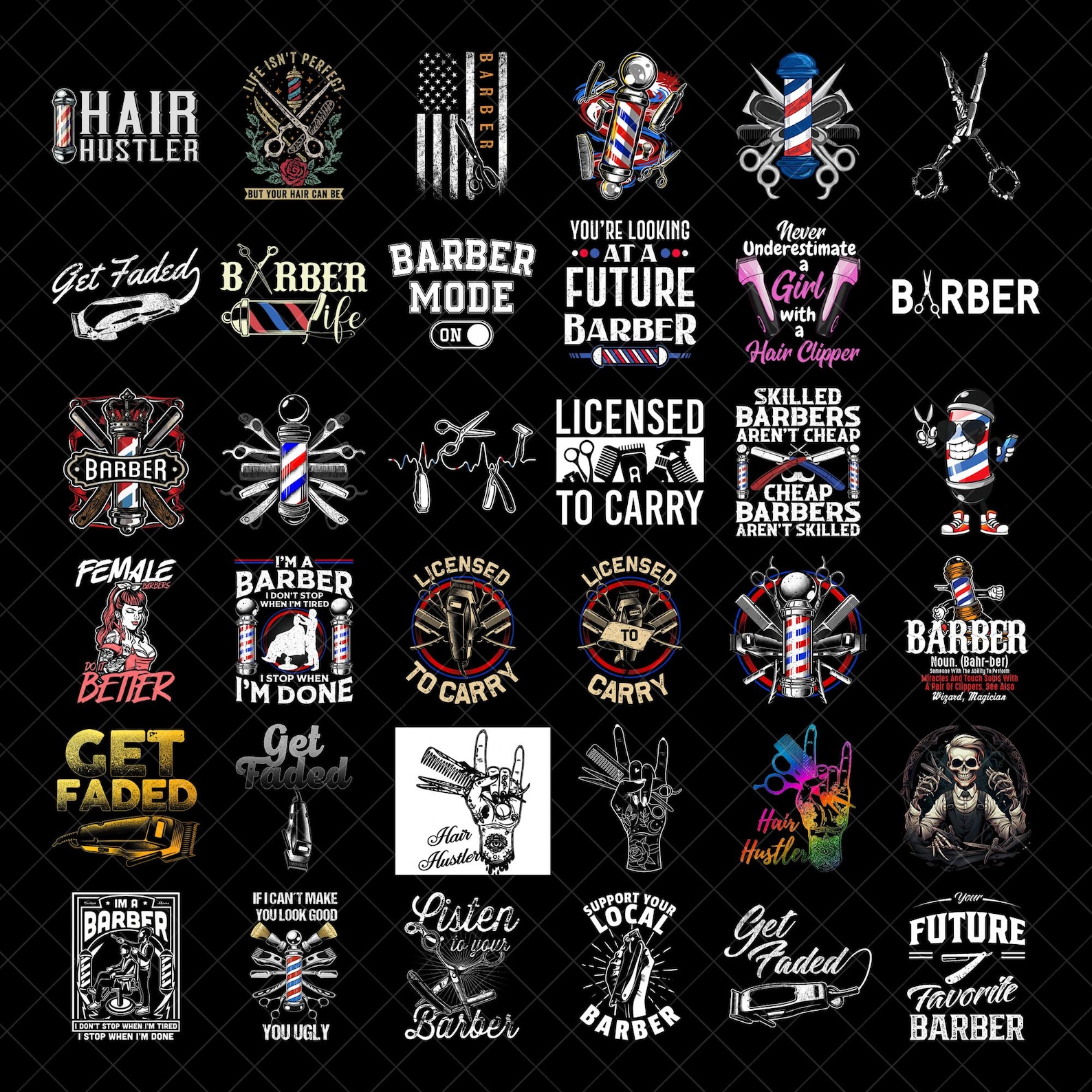 Barber Png Bundle, Hairdresser File, Barbershop Shirt, Barbershop Logo ...