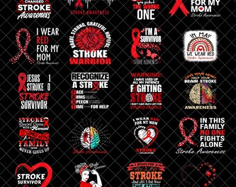 Stroke Awareness Png Bundle, Stroke Ribbon Png, Red Ribbon Png, Stroke ...