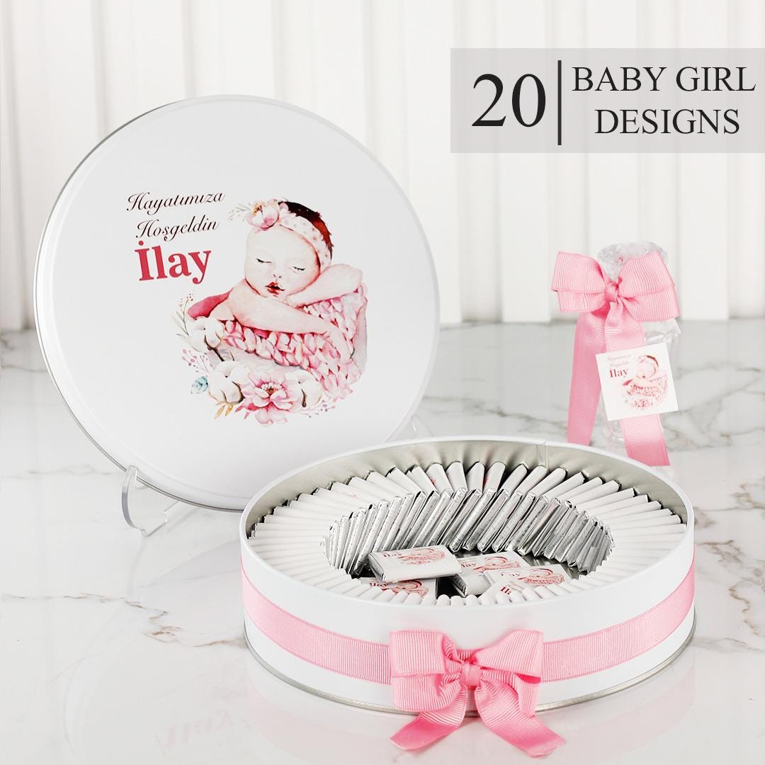 Personalized Pink Baby Girl Chocolate - Premium Metal Gift Box - Custom ...