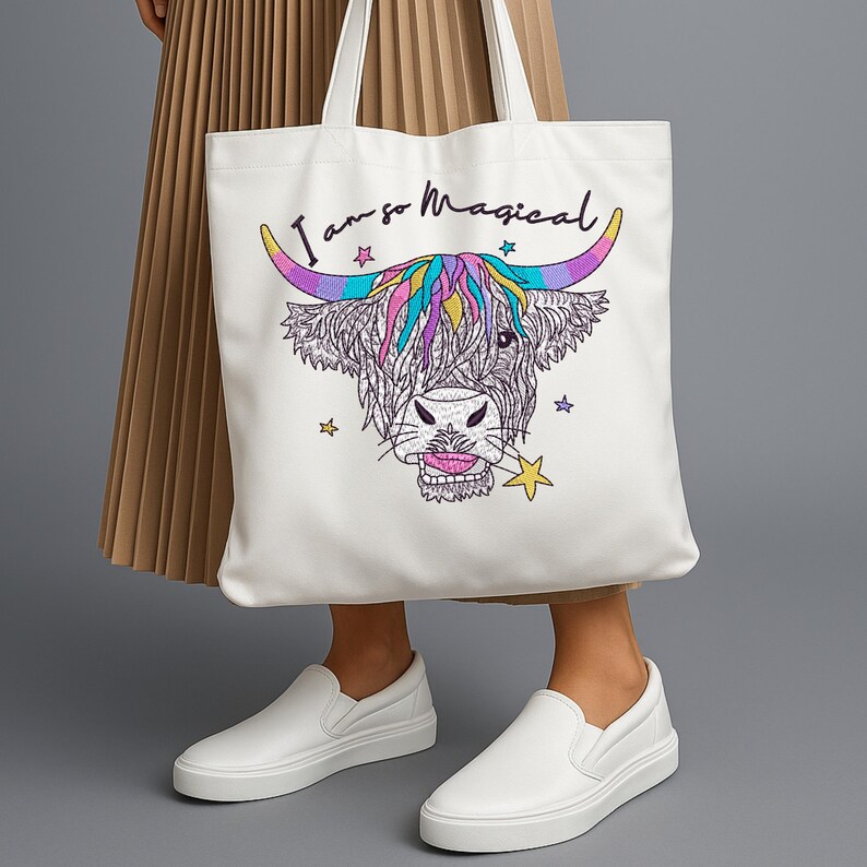 Rainbow Highland Cow Embroidery Design – 11 Sizes – Digital Machine ...