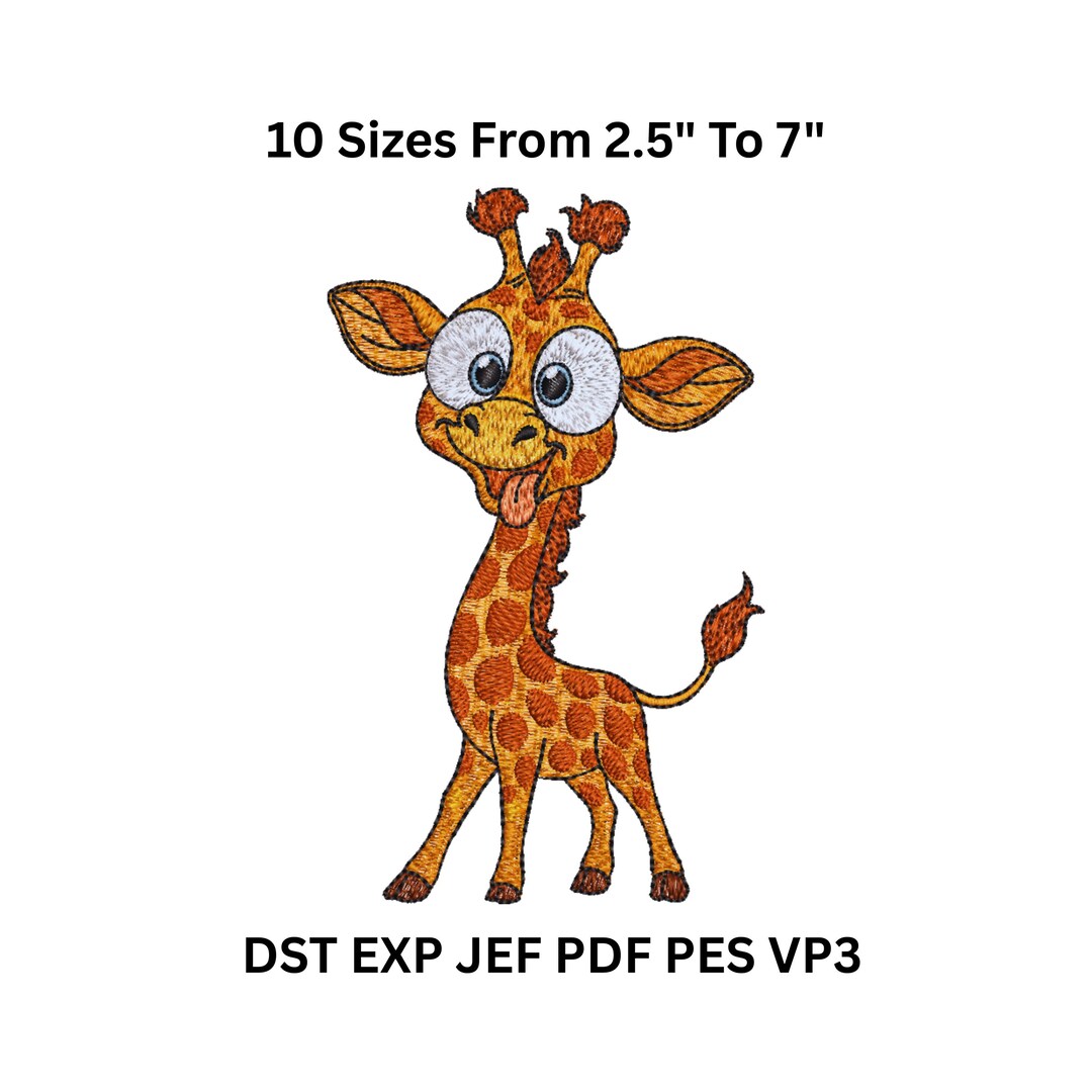 Giraffe Embroidery Design - Jungle Animal Machine File - 2.5-7 Inch ...