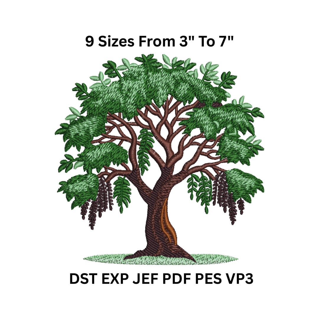 Tree Embroidery Design: Nature Scene Machine Embroidery Pattern (3-7 ...