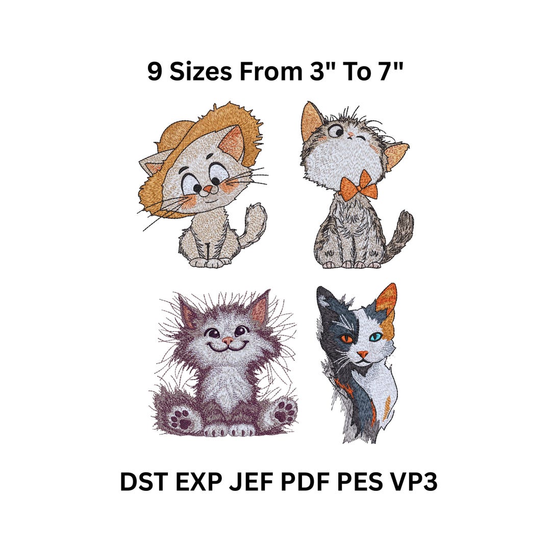 Playful Kitten Embroidery Designs | Cat Lover Gift 9 Sizes (digital ...