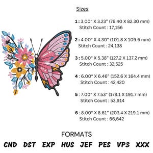 Colorful Butterfly Embroidery Design, Floral Butterfly Wings Machine ...