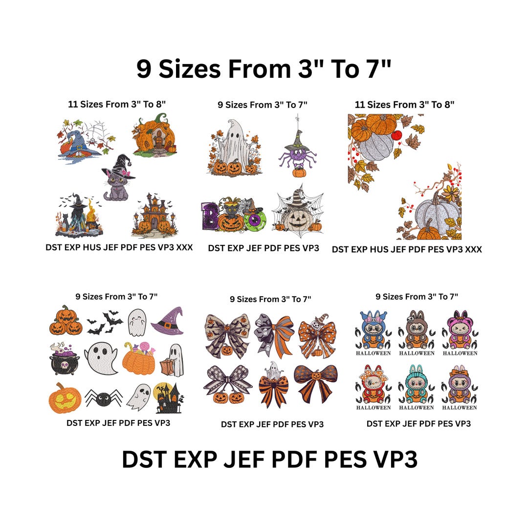 Halloween Embroidery Designs Bundle: 35 Spooky Files (DST, PES, VP3) - Etsy